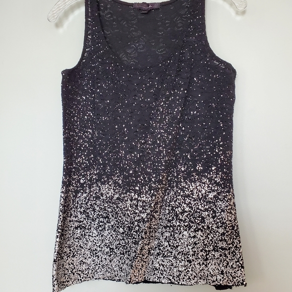 Tops | 1 Addon Lace Top With Silver Metallic Design | Poshmark